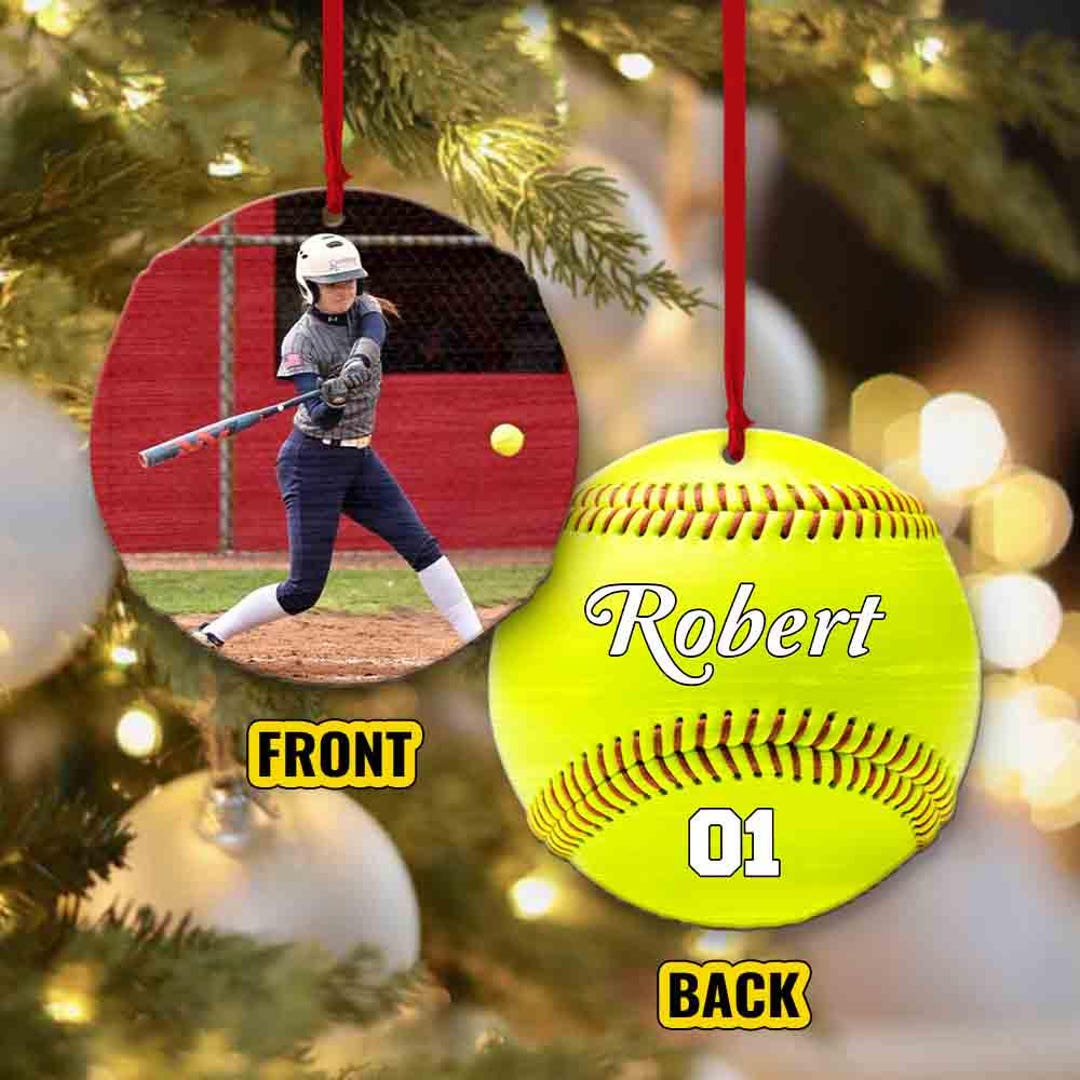 Personalized Softball Player Photo Ornament, Christmas Softball ...