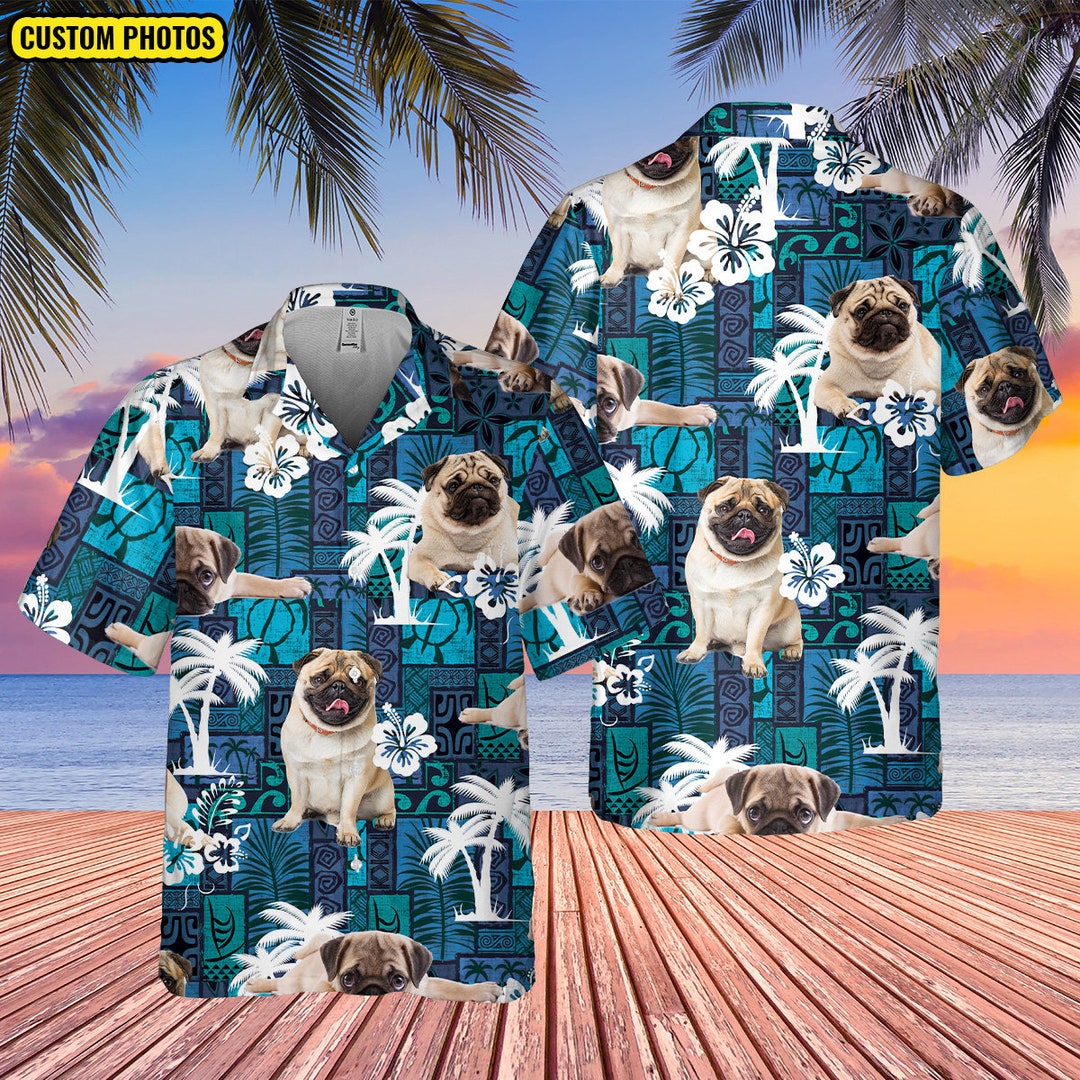 Pug Dog Hawaiian Shirt, Custom Photo Dog Shirt, Aloha Hawaiian Shirt ...