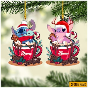 Personalized Name Stitch and Angel Ornament, Lilo and Stitch Ornament ...