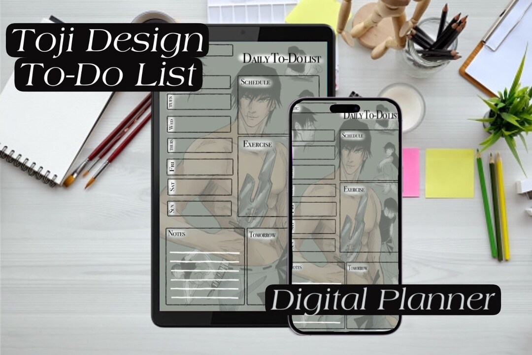 Toji Digital Planner “to-do” List! Includes 3 Pages of Notes! Printable ...
