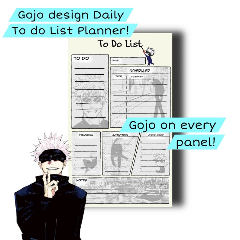 Gojo Satoru Anime Design Daily to Do List manga Style - Etsy