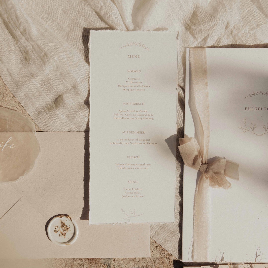 Menükarte PURE Hochzeit Menü Buffet Hochzeitstisch Hochzeitsmenü ...