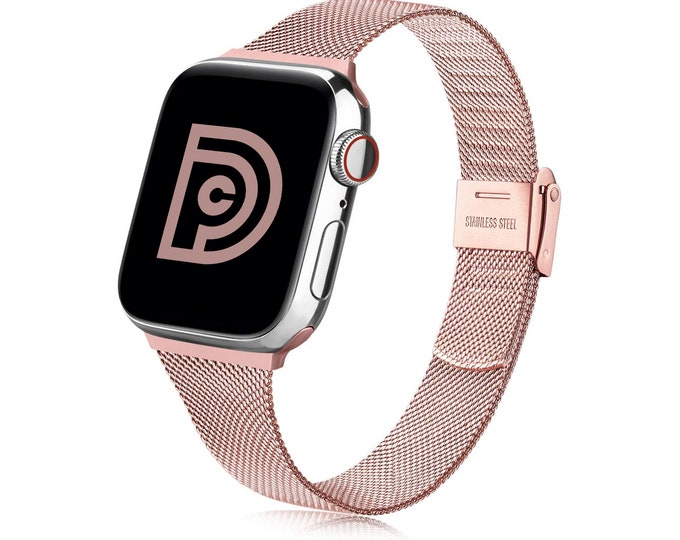 Rose Gold Metal Apple Watch Strap Band Stainless Steel Milanese Loop ...