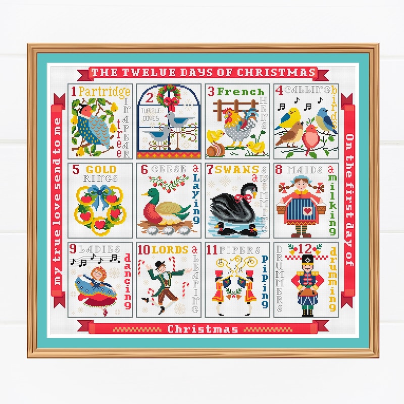 12 Days of Christmas Cross Stitch - Etsy