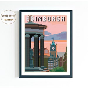 Edinburgh Cross Stitch Pattern / Scotland Landscape Needlepoint ...