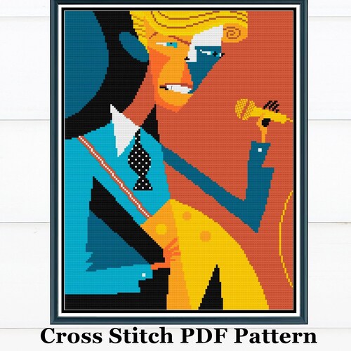 Pop Art David Bowie 2 Cross Stitch Pattern / Modern Cross - Etsy