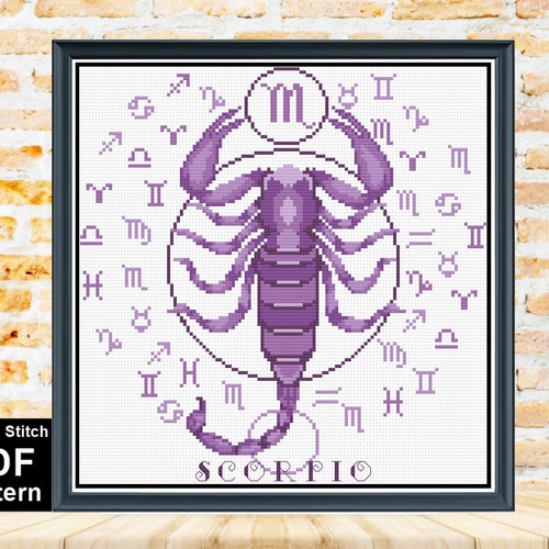 SCORPIO ZODIAC Cross Stitch Pattern PDF Modern Embroidery | Etsy