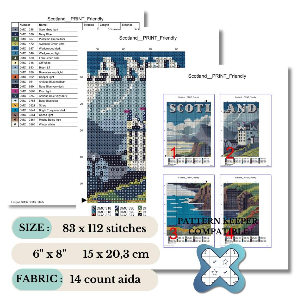 Scotland Landscape Cross Stitch Pattern: Vintage Travel Needlepoint ...