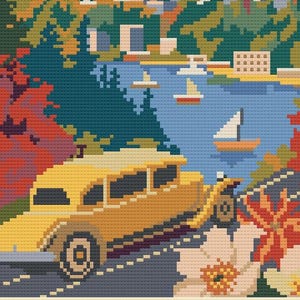 Portland Cross Stitch Pattern / Needlepoint / American Travel Cross ...
