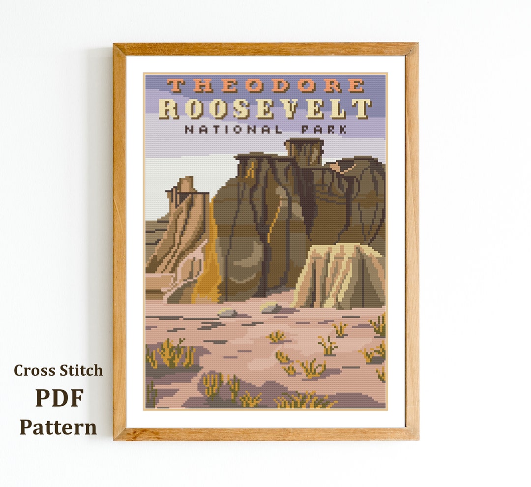 Theodore Roosevelt Cross Stitch Pattern / National Park / DIY - Etsy