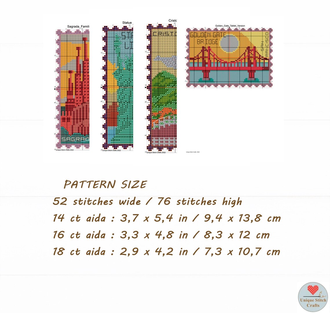 4 Famous Landmarks Cross Stitch Pattern / World Landmarks / - Etsy