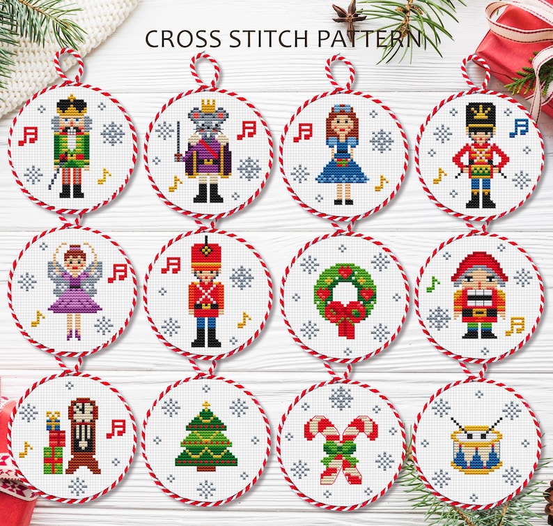 Nutcracker Ornament Set - 12 Cross Stitch Pattern Pdfs - Instant ...