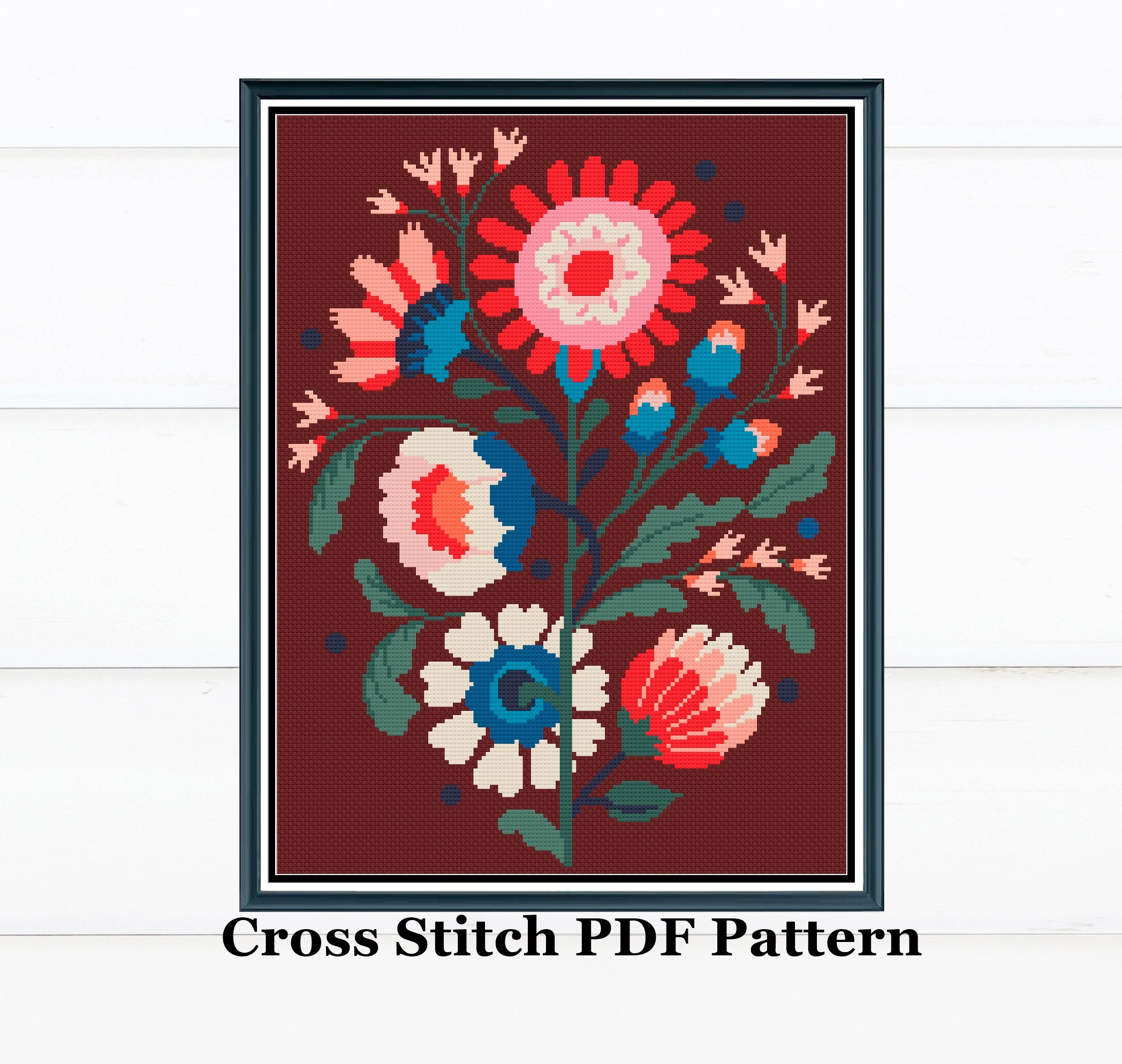 Modern Folk Art Cross Stitch Digital Pattern / Traditional | Etsy