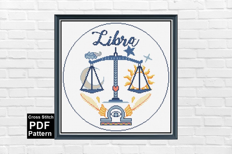 Zodiac Sign Libra Cross Stitch Digital Pattern / Scales - Etsy