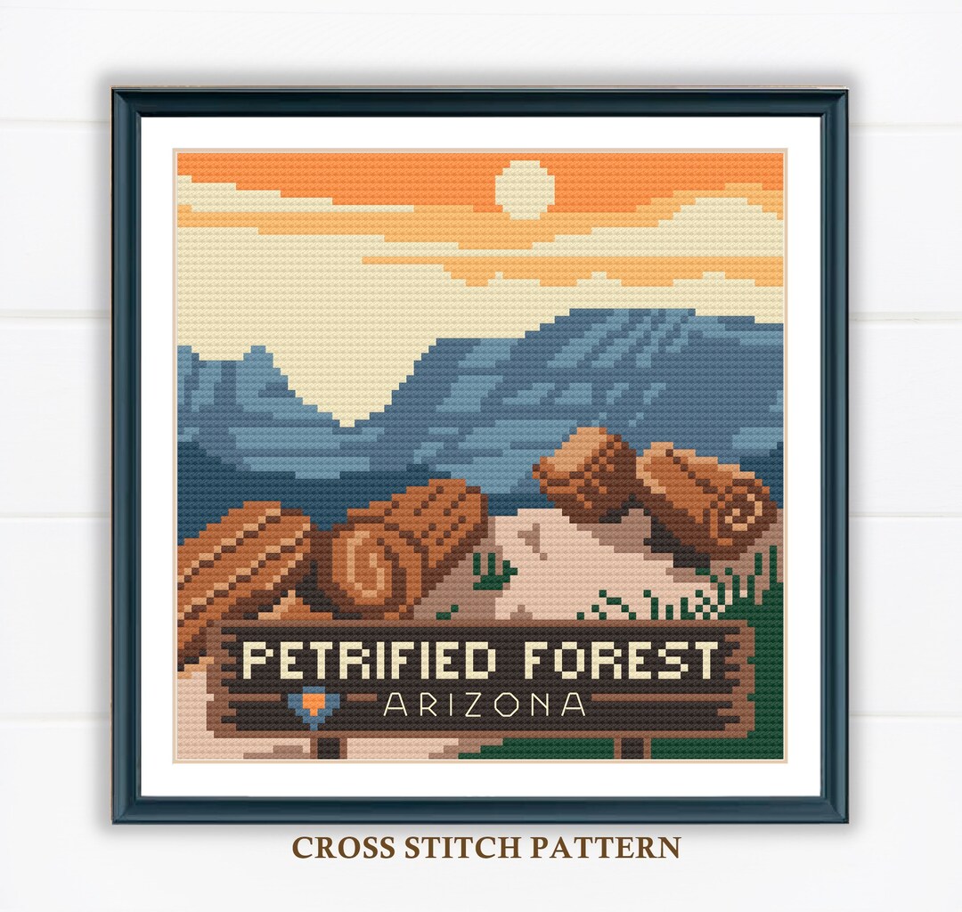 Petrified Forest Cross Stitch Pattern: Arizona Landscape (PDF) - Etsy