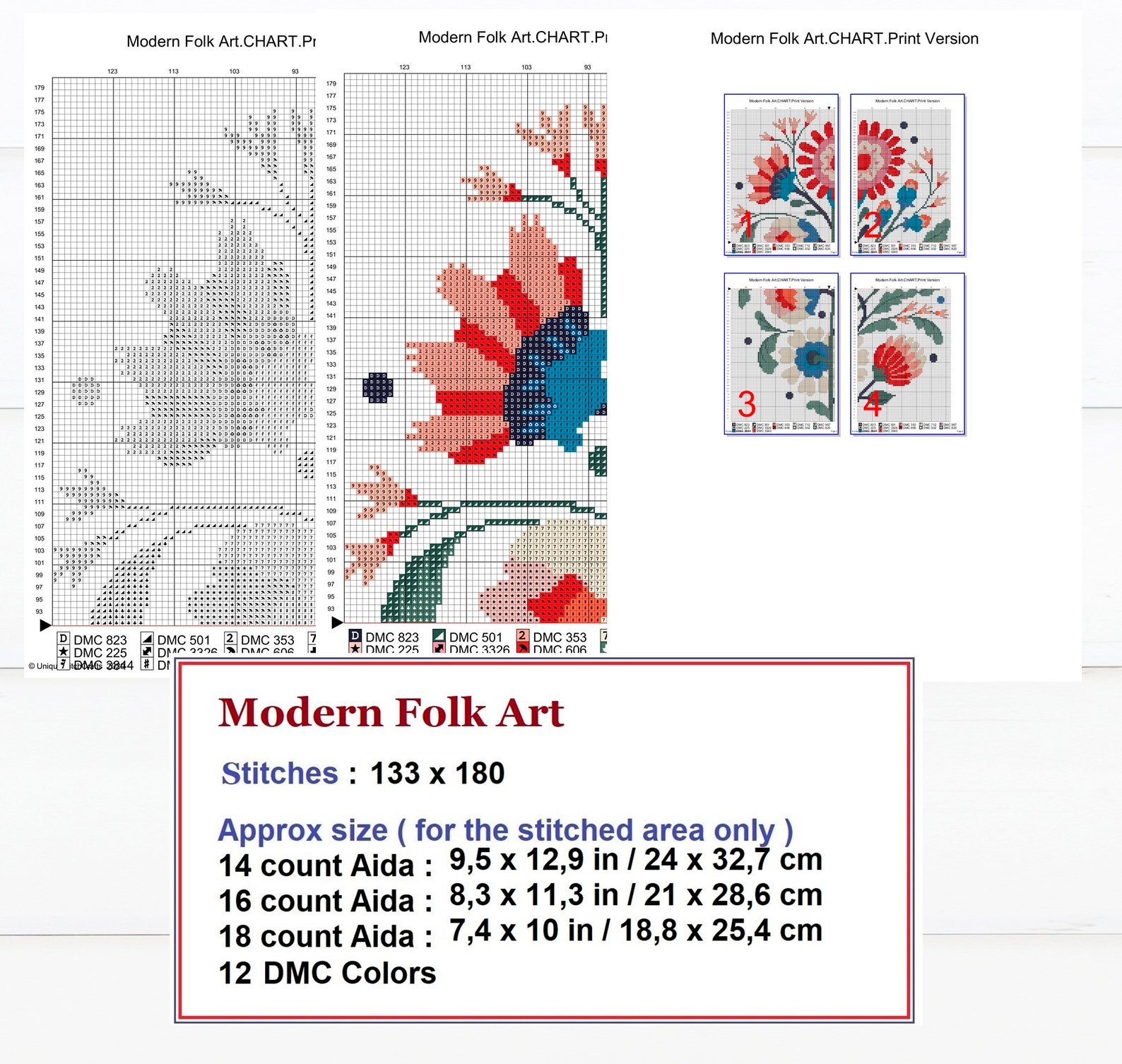Modern Folk Art Cross Stitch Digital Pattern / Traditional - Etsy