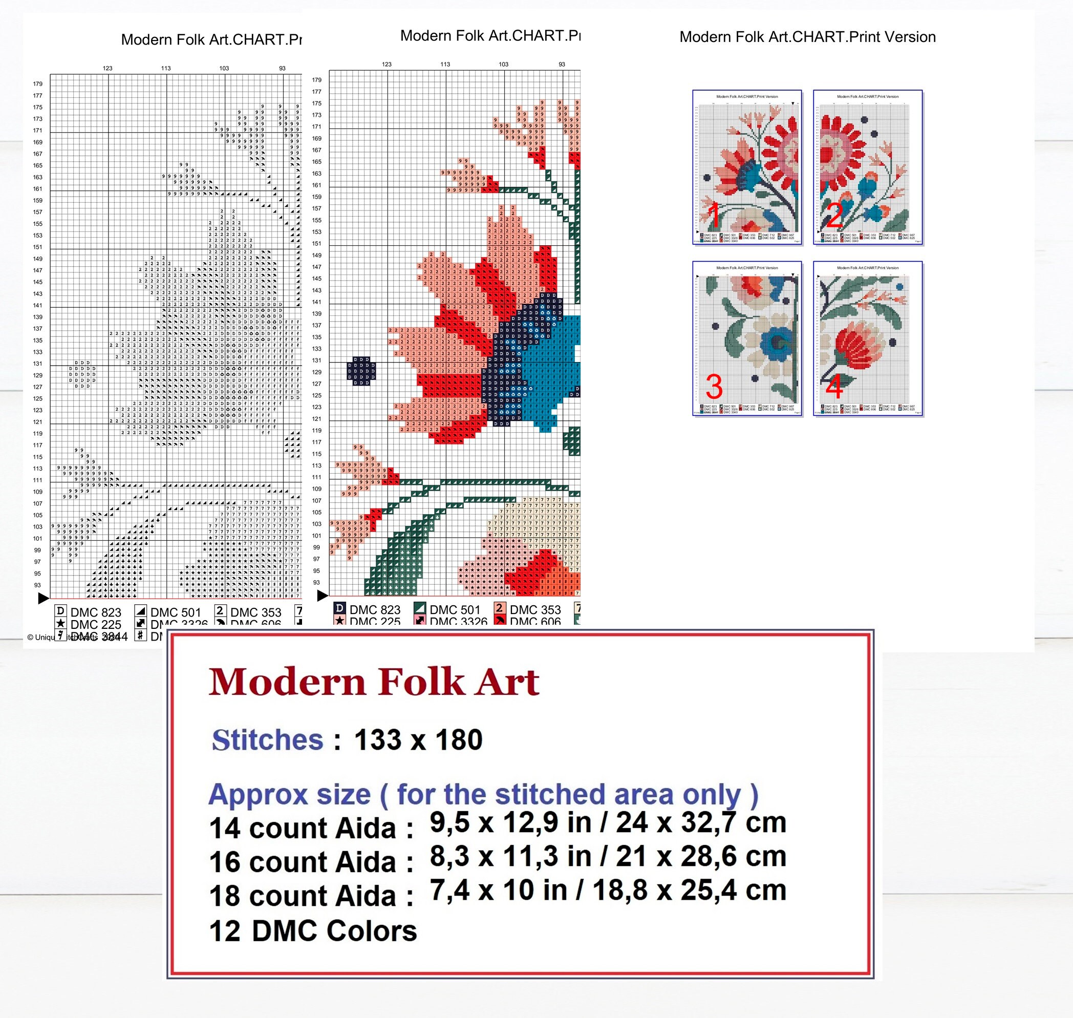 Modern Folk Art Cross Stitch Digital Pattern / Traditional - Etsy