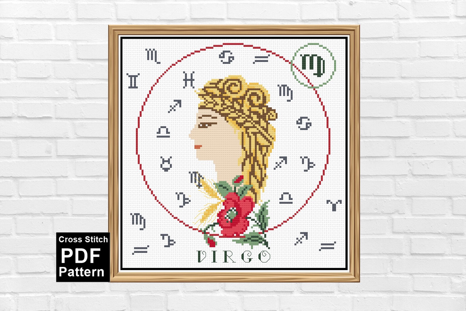 Virgo Zodiac Sign cross Stitch Digital PDF Pattern Virgo - Etsy