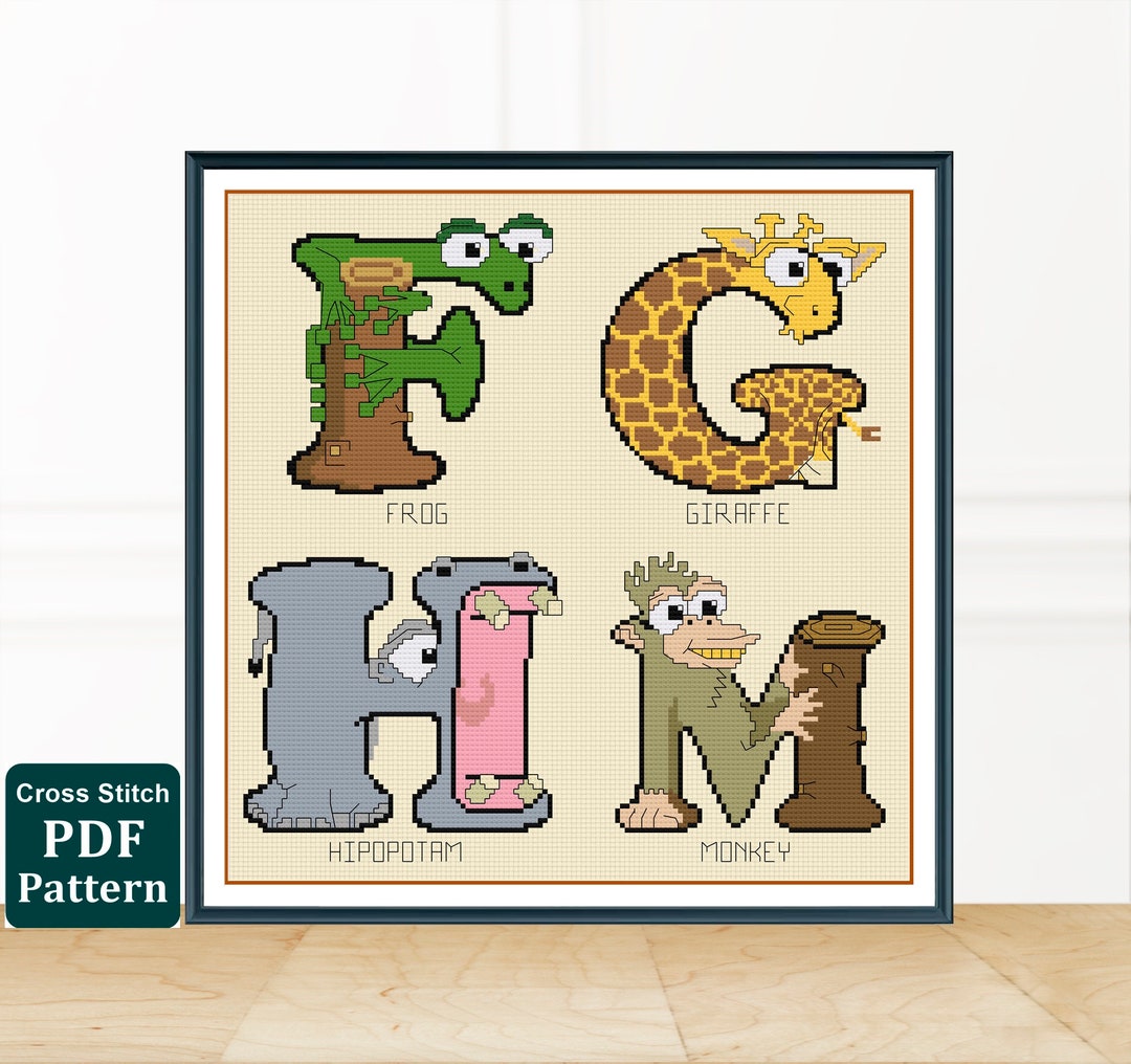 Animal Alphabet Cross Stitch Pattern: Full Set of 26 Letters (digital ...
