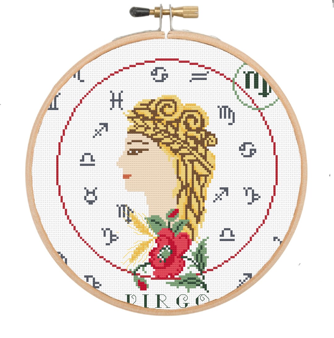 Virgo Zodiac Sign cross Stitch Digital PDF Pattern Virgo Horoscope ...