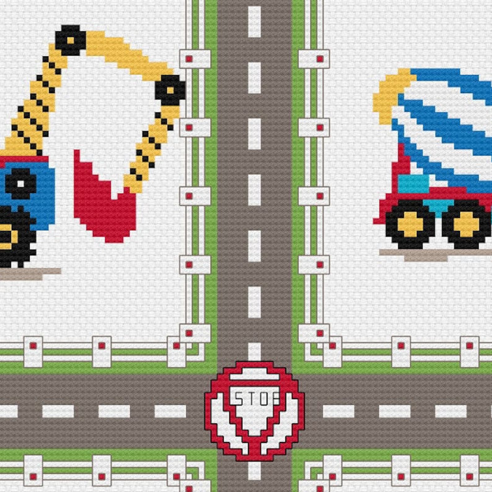 Construction Vehicles Cross Stitch Pattern: Toys Truck Excavator ...