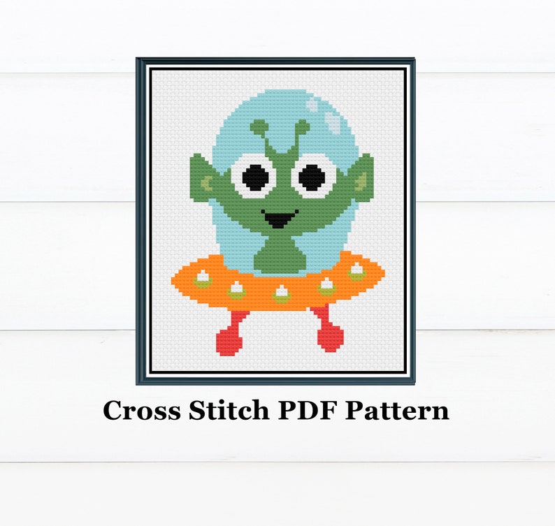 Alien Ufo Cross Stitch Pattern / Nursery Decor / Kids Cross - Etsy