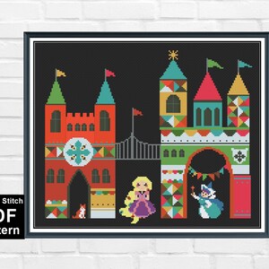 Princess 's Castle Cross Stitch Pattern / Embroidery / Instant Download ...