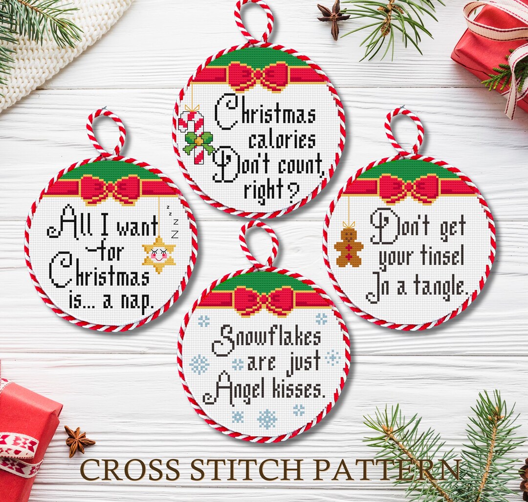 Christmas Ornament Set - Four Cross Stitch Pattern Pdfs - Instant ...