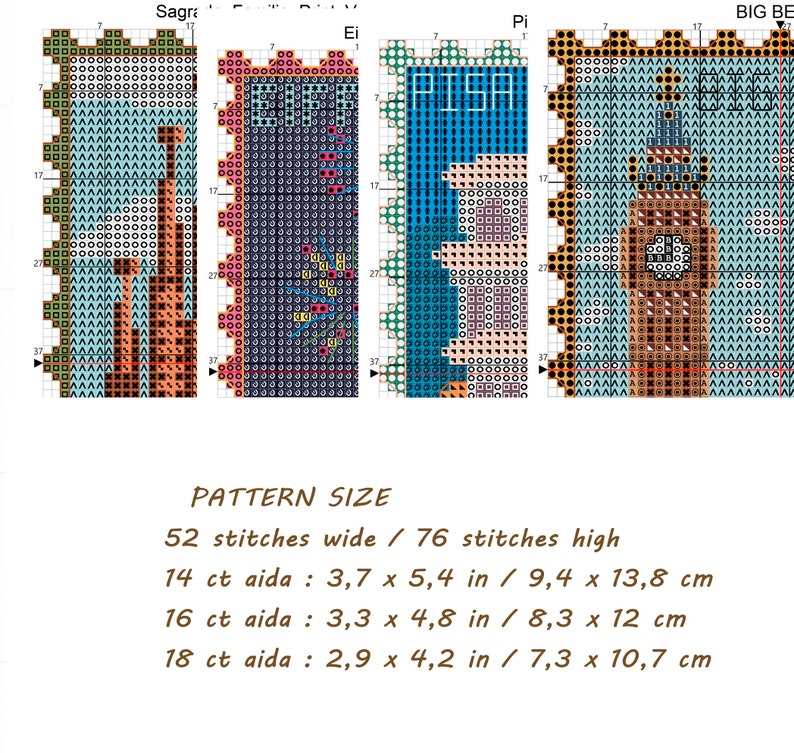 4 Famous Landmarks Cross Stitch Pattern / World Landmarks / - Etsy