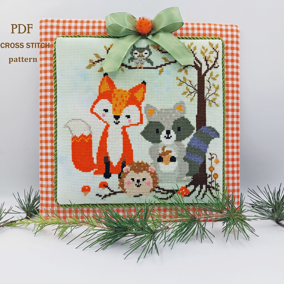 Forest Animals Cross Stitch Pattern / Fox Hedgehog Racoon - Etsy