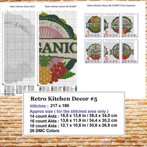 Set of 4 Vintage Kitchen Decor Cross Stitch Pattern / Country Cross ...