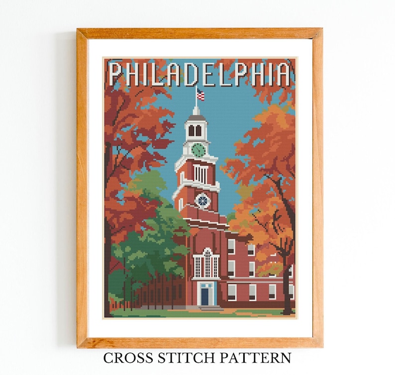 Philadelphia Cross Stitch Pattern: Vintage American City Needlepoint ...