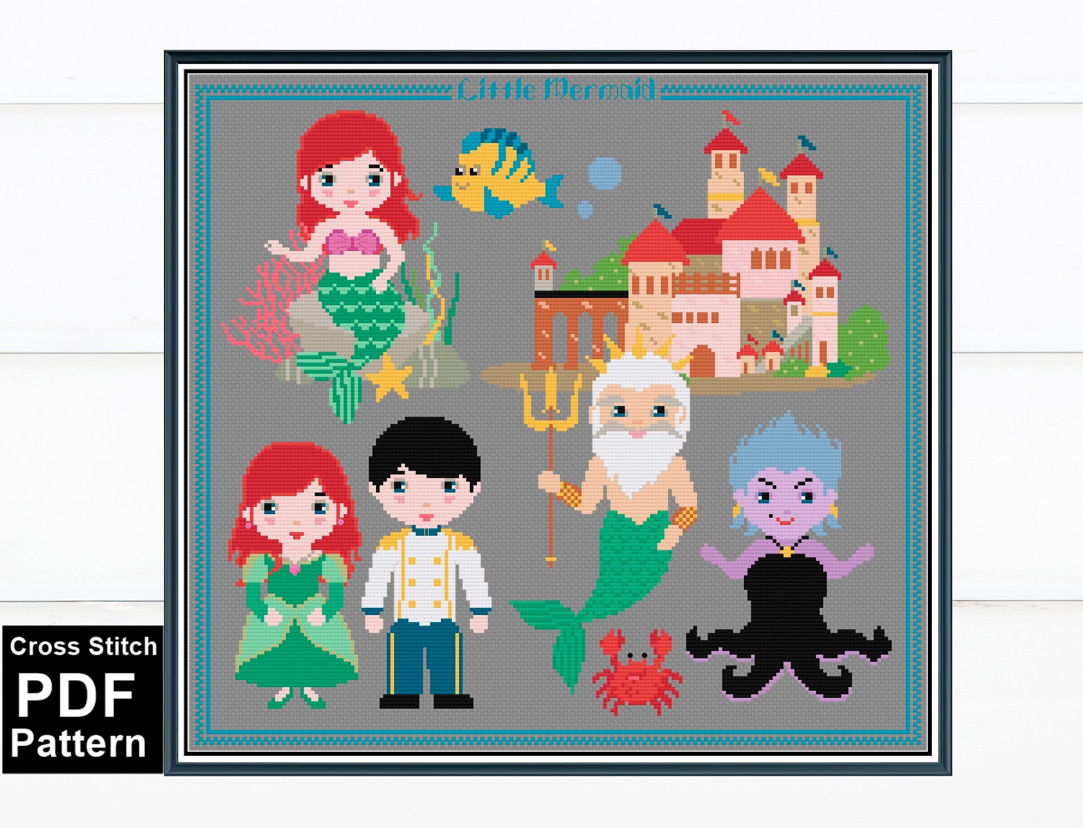 Little Mermaid Counted Cross Stitch Pattern / Cartoons - Etsy