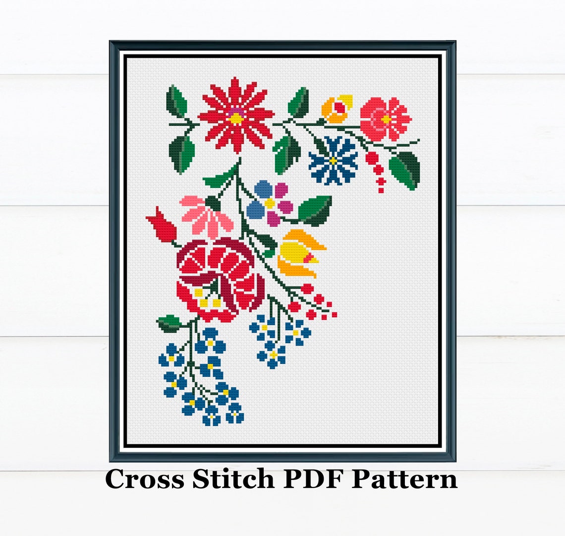 Hungarian Flower 2 Cross Stitch Digital Pattern / Folk Design | Etsy