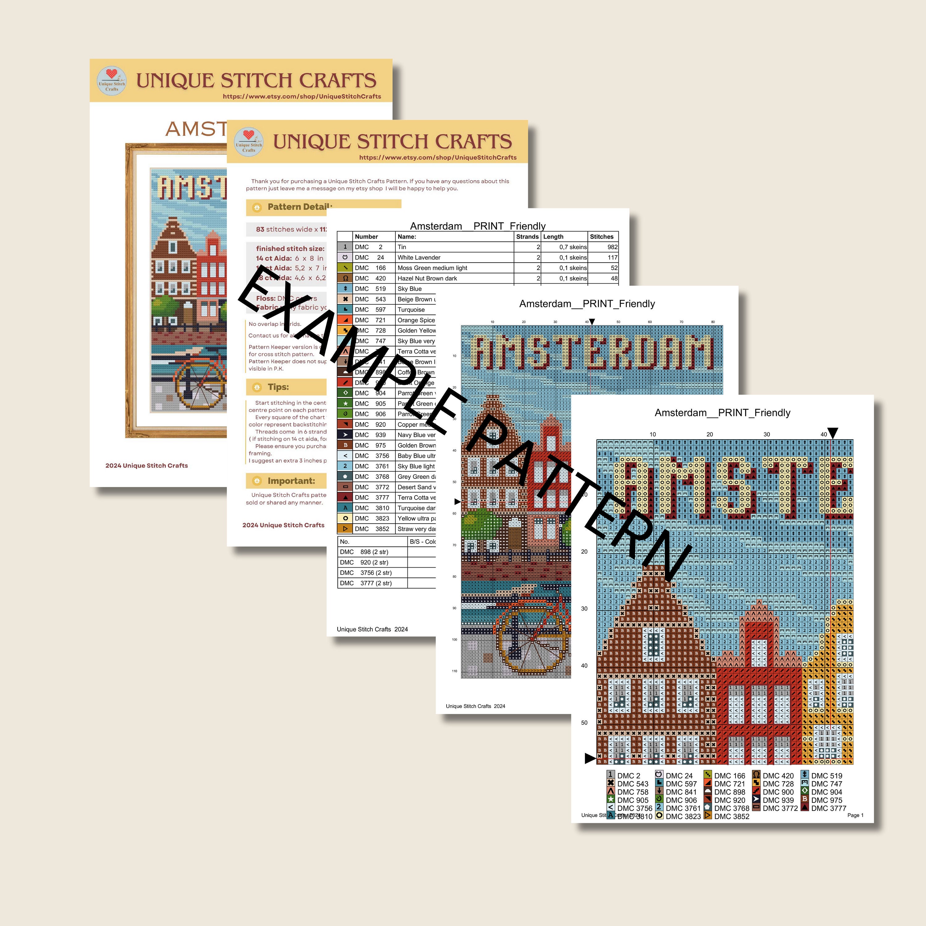 Amsterdam Cross Stitch Pattern: Holland Travel Design (digital Pattern ...