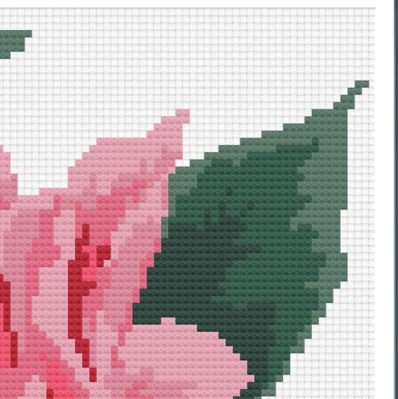 Pink Rose Cross Stitch Pattern / Modern Flower Cross Stitch / - Etsy