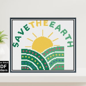 Save the Earth Cross Stitch Pattern / Writing About Environment ...