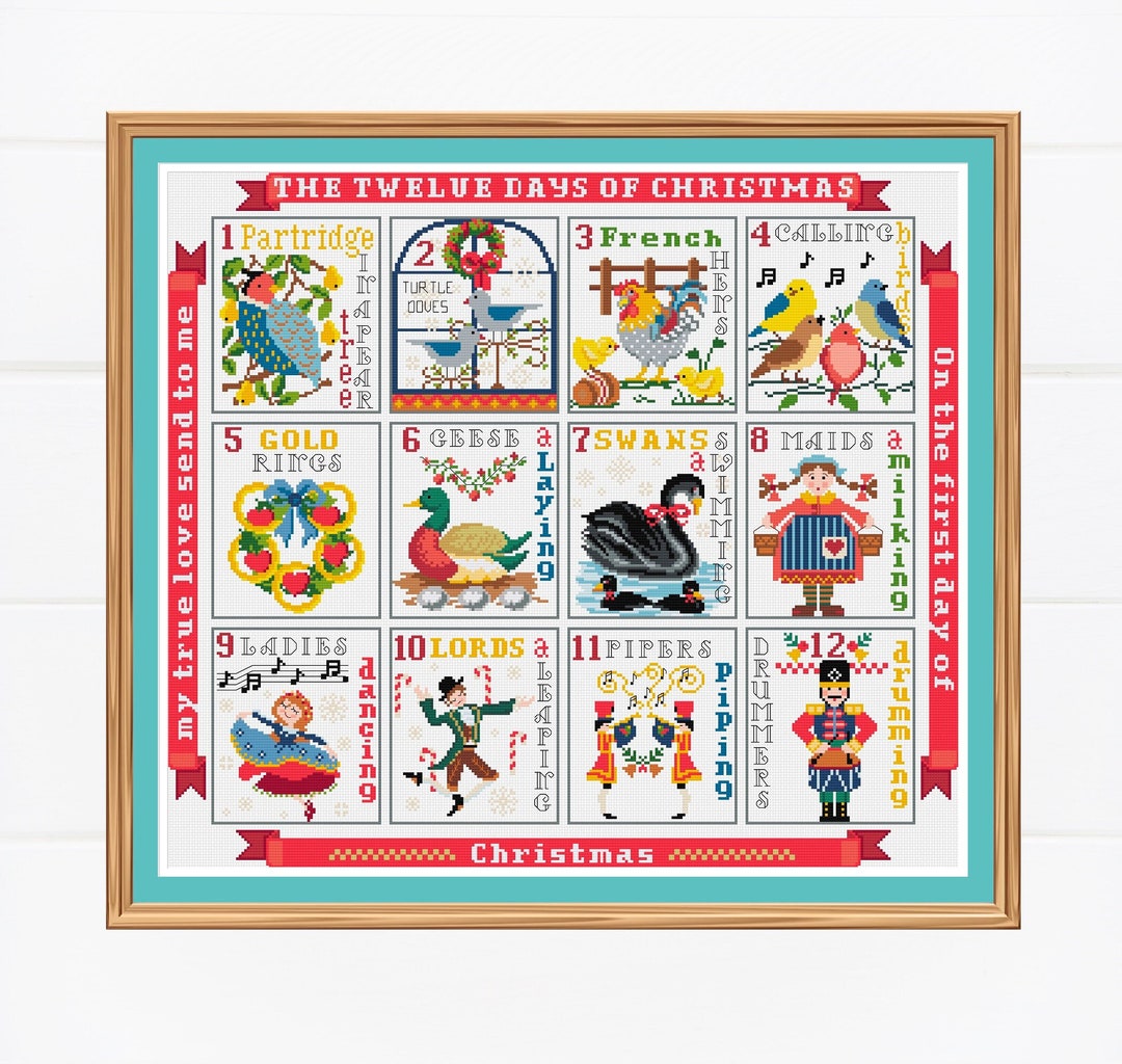 12 Days of Christmas Cross Stitch Pattern / Christmas Needlepoint ...