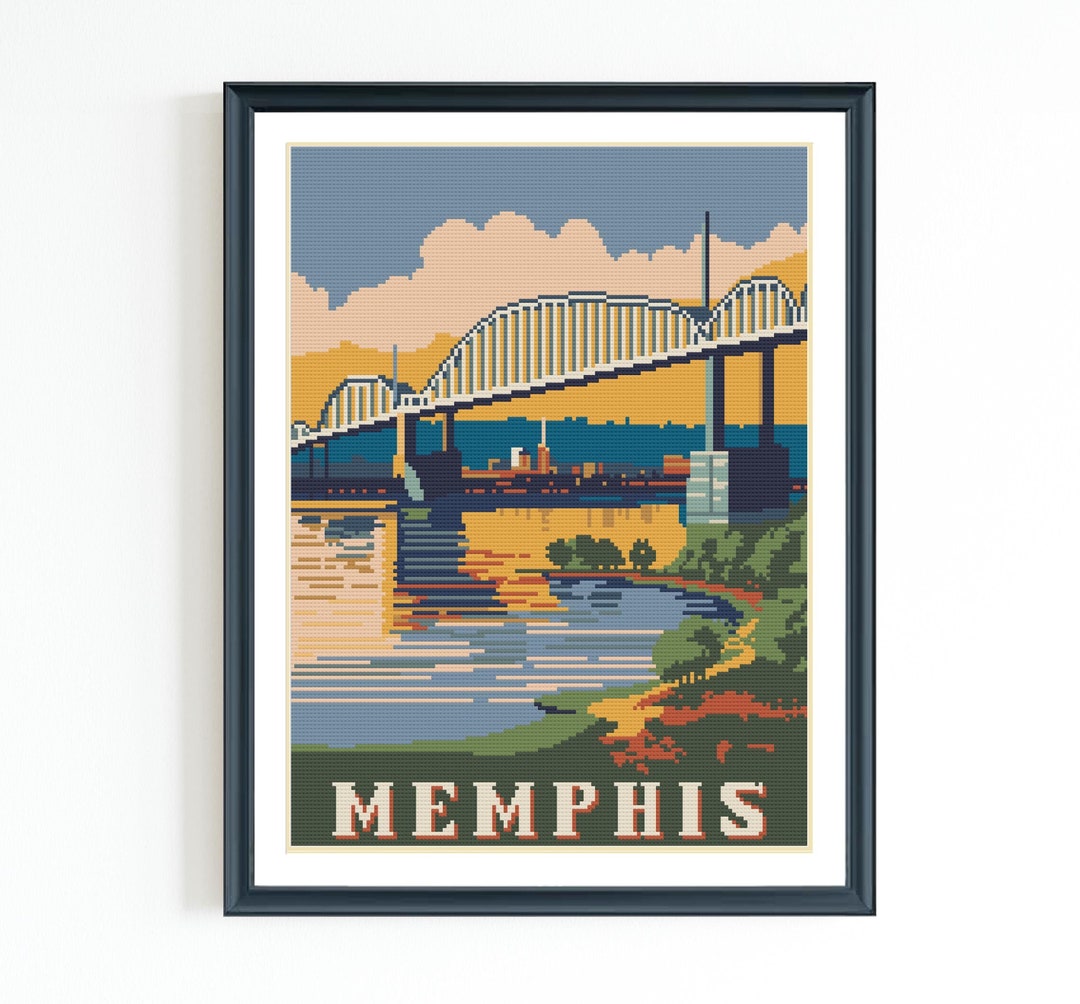 Memphis, Tennessee Cross Stitch Pattern / Needlepoint / American Travel ...