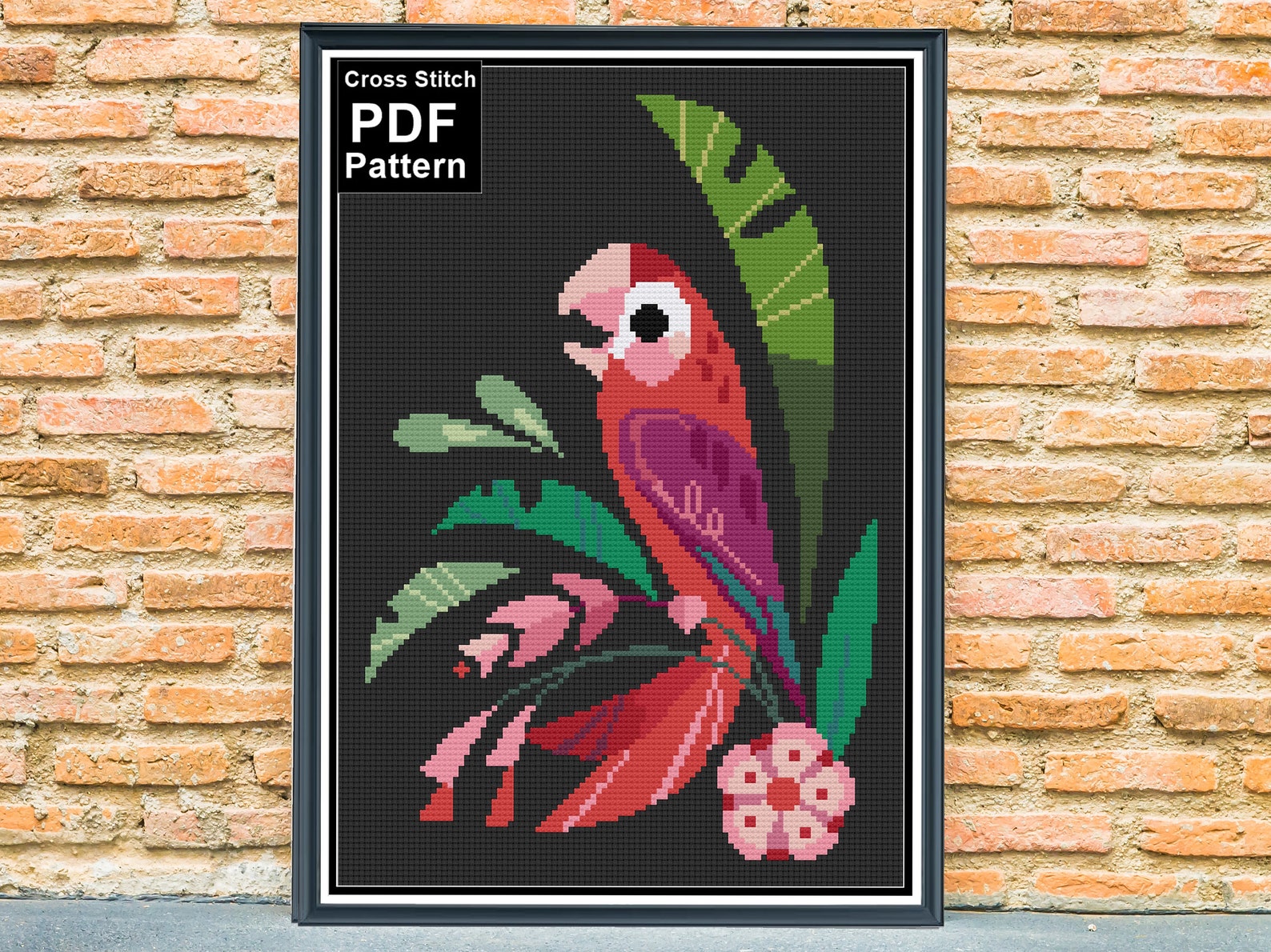 Colorful Parrot Cross Stitch Pattern / Parrot Needlepoint / - Etsy