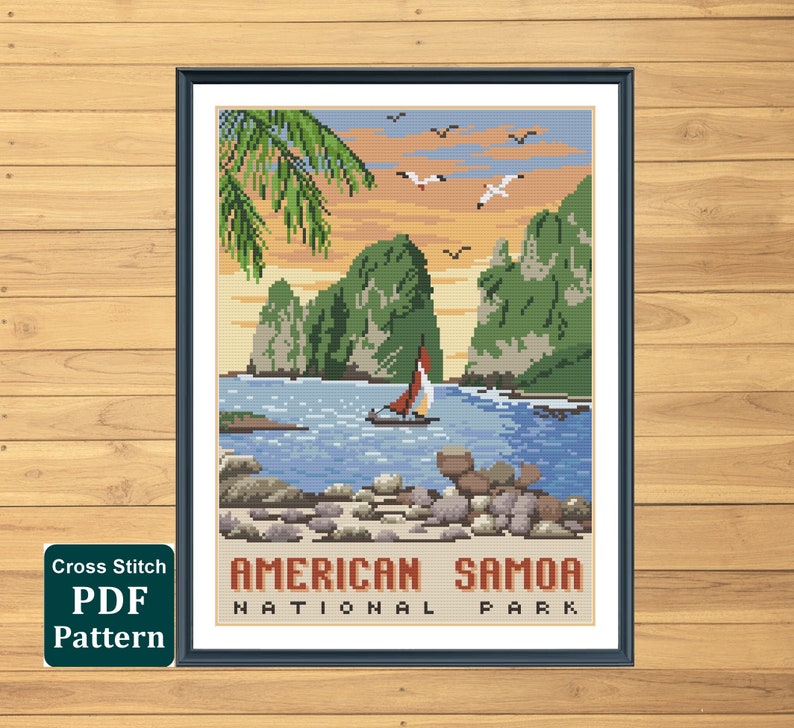 American Samoa Cross Stitch Pattern National Park Cross - Etsy