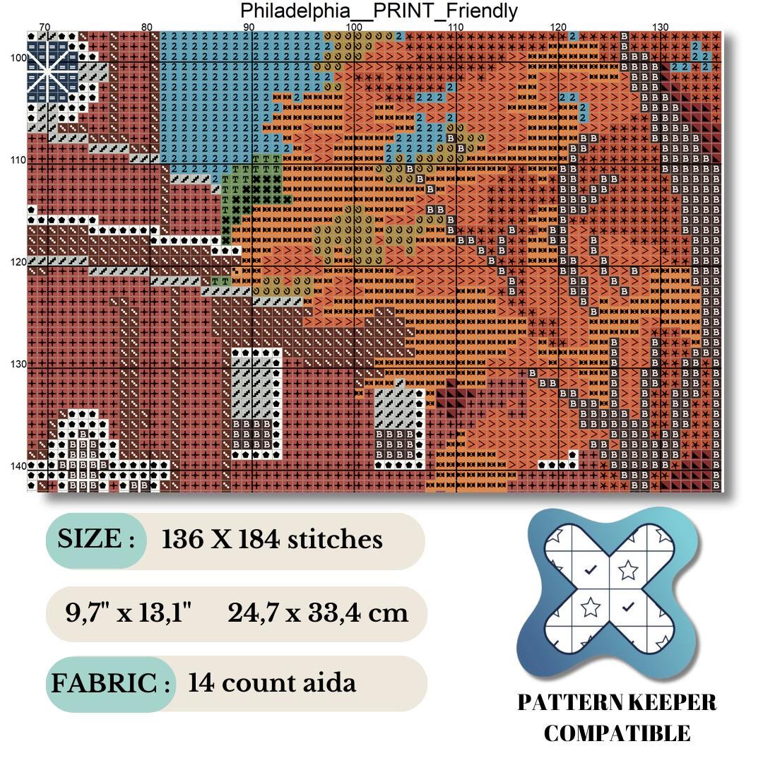 Philadelphia Cross Stitch Pattern: Vintage American City Needlepoint ...