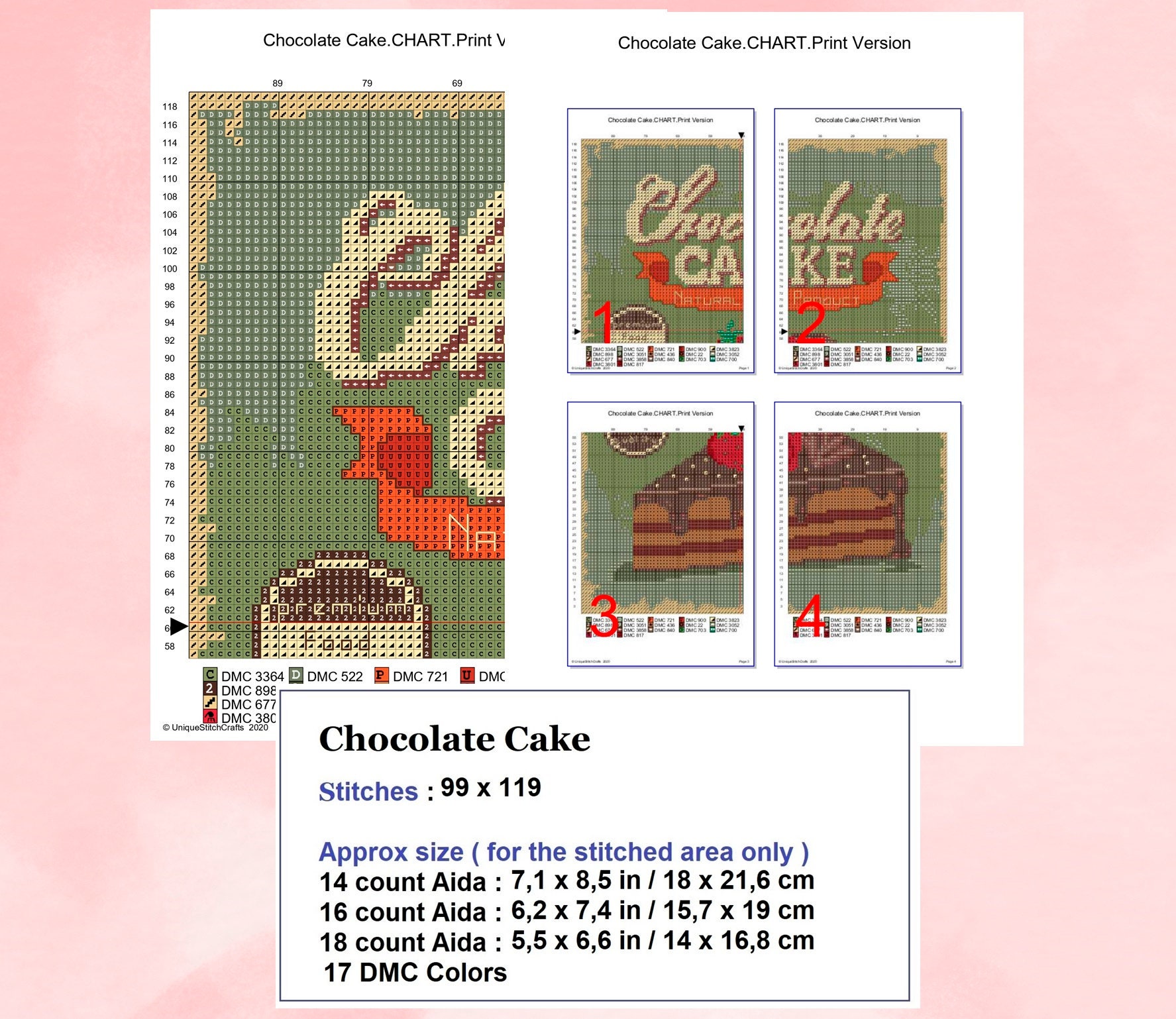 Chocolate Cake Cross Stitch Pattern / Retro Kitchen Embroidery | Etsy