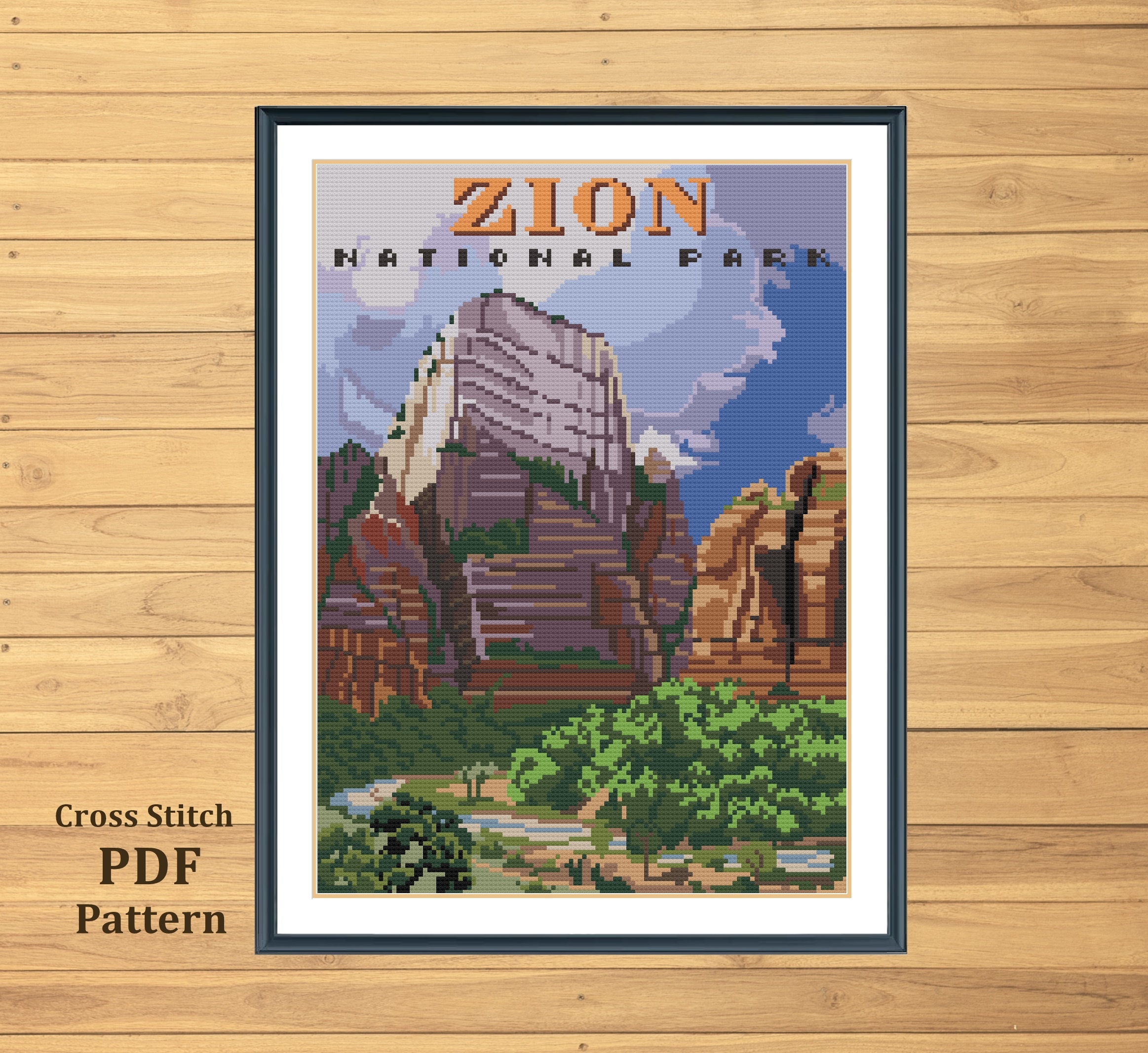 Zion National Park Cross Stitch Pattern: Utah Landscape (PDF) - Etsy