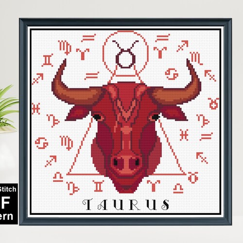 TAURUS ZODIAC Cross Stitch Pattern PDF Modern Art Embroidery - Etsy