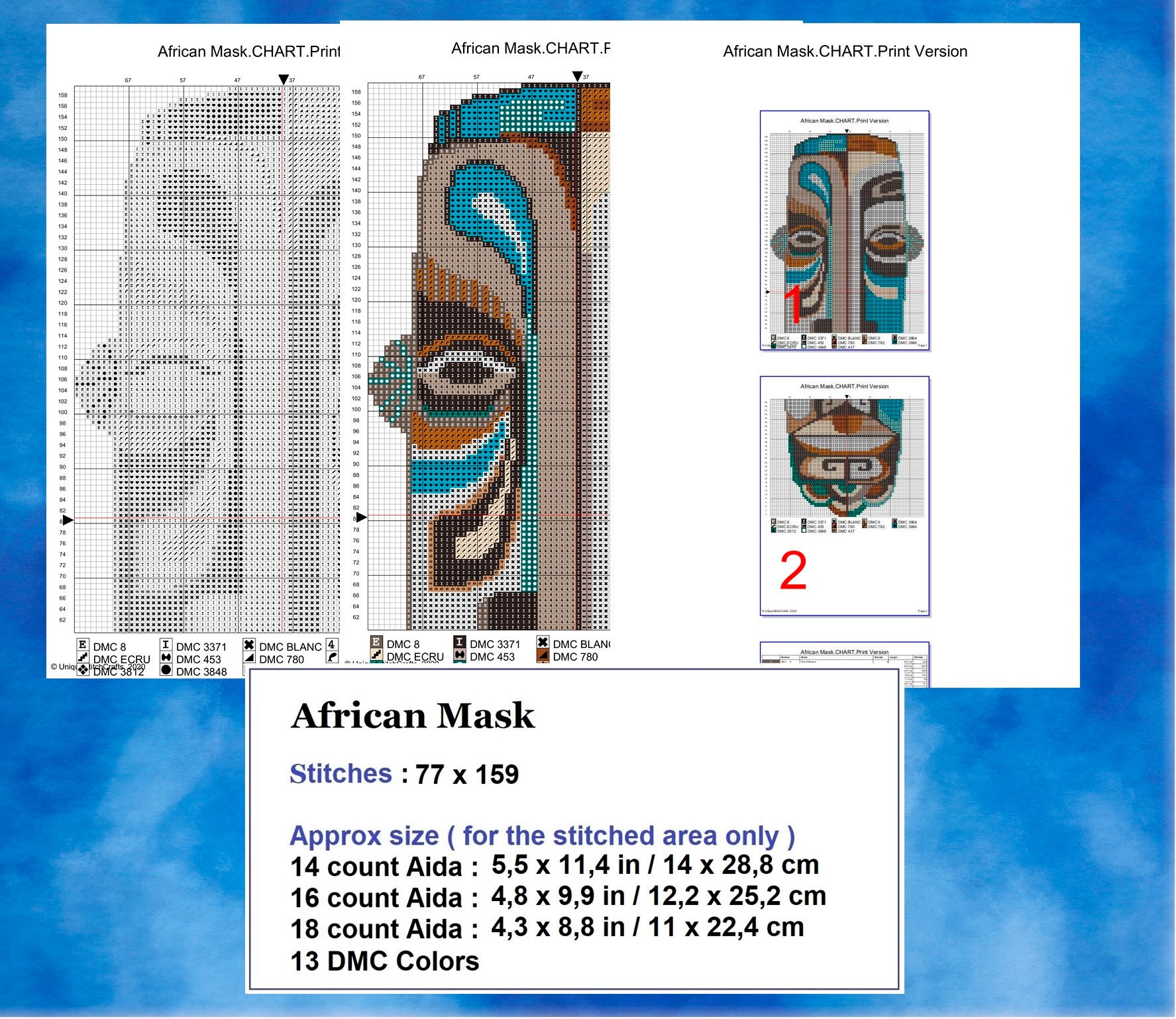 African Art Cross Stitch Pattern / African Mask Cross Stitch / - Etsy