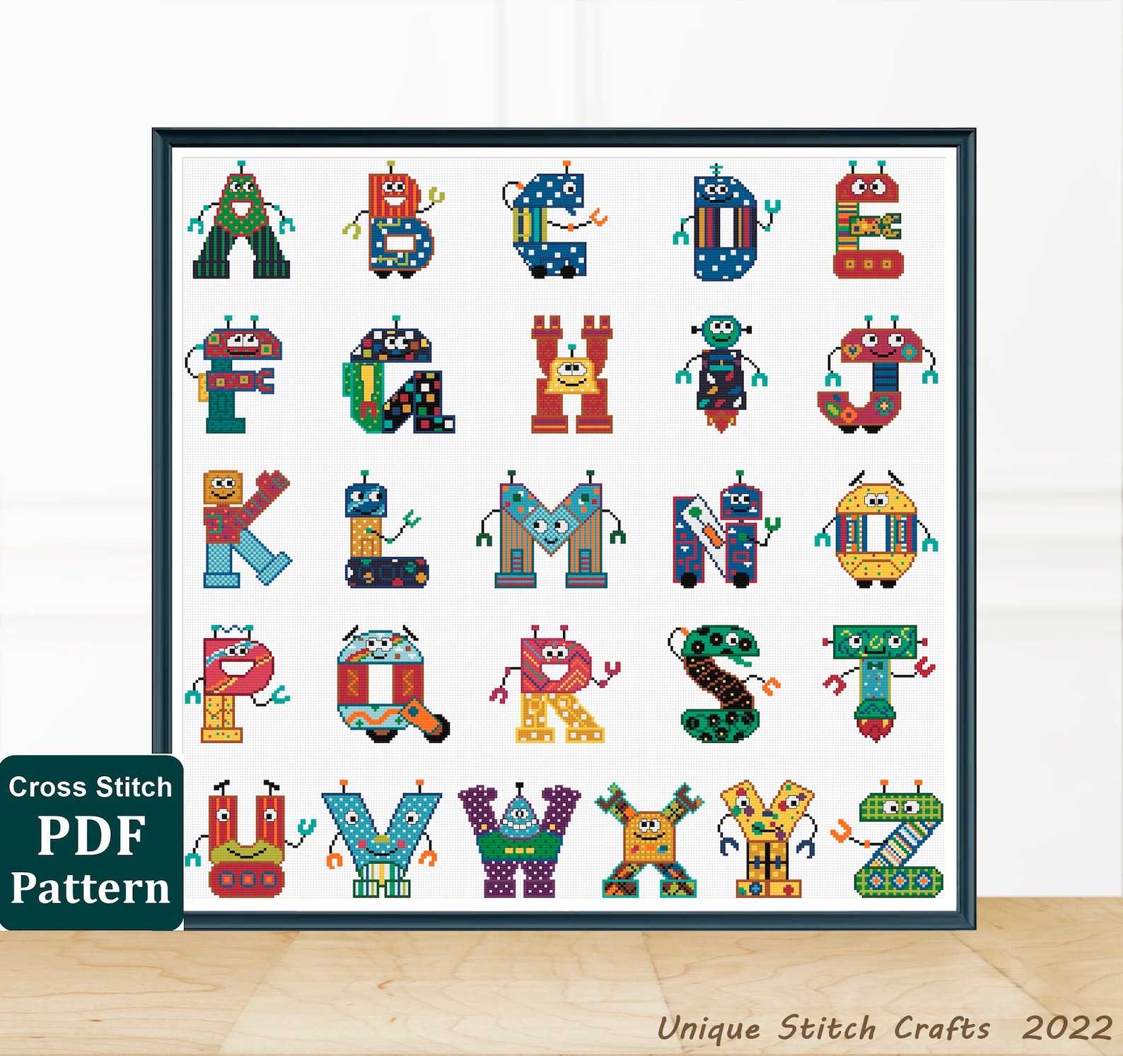Set of 26 Robot Letters Cross Stitch Pattern-full Alphabet / - Etsy