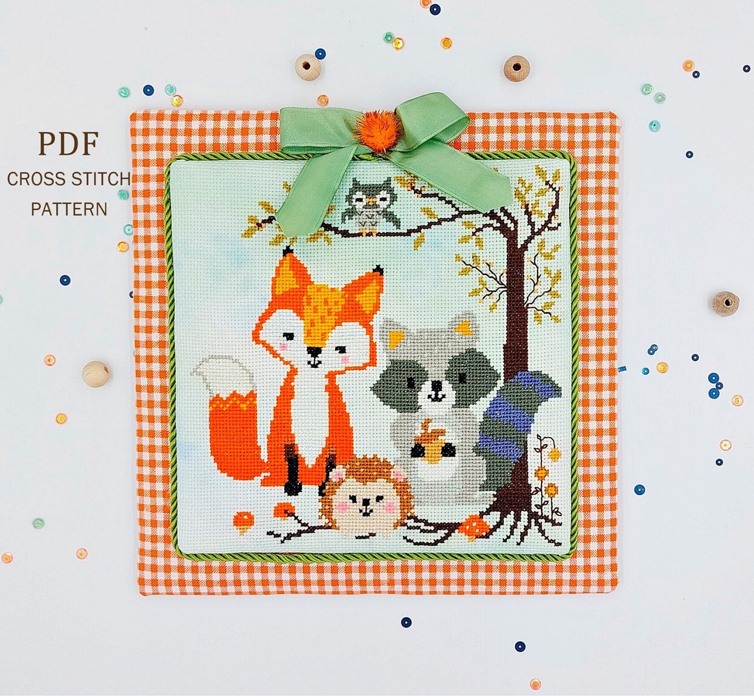 Forest Animals Cross Stitch Pattern / Fox , Hedgehog , Racoon ...