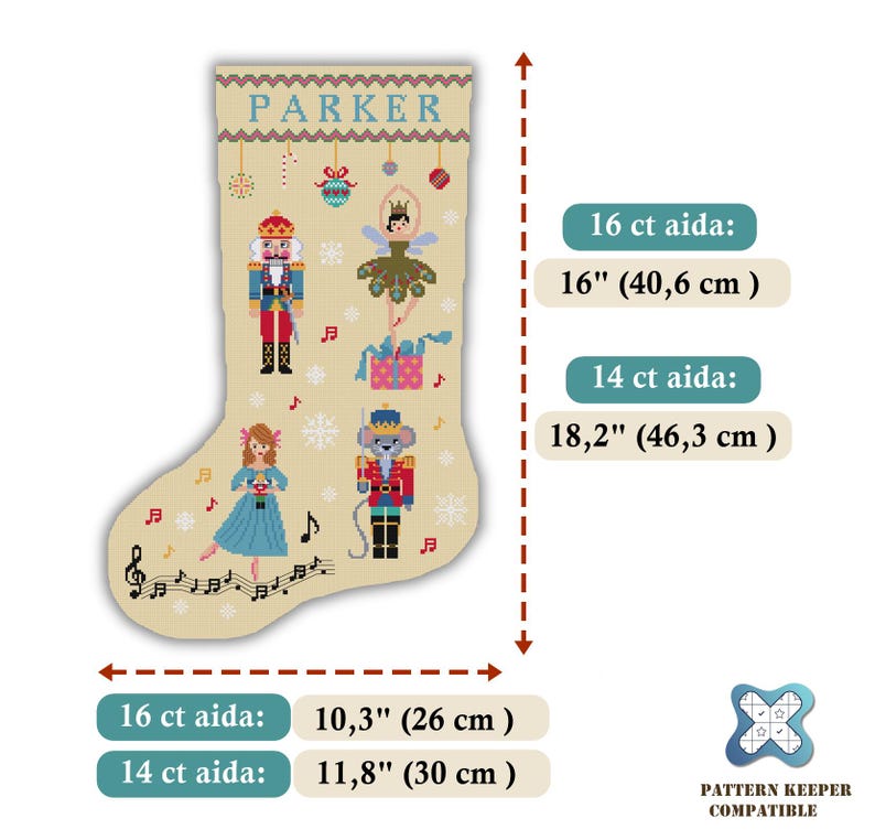 Nutcracker Christmas Stocking Cross Stitch Pattern: Customizable DIY ...