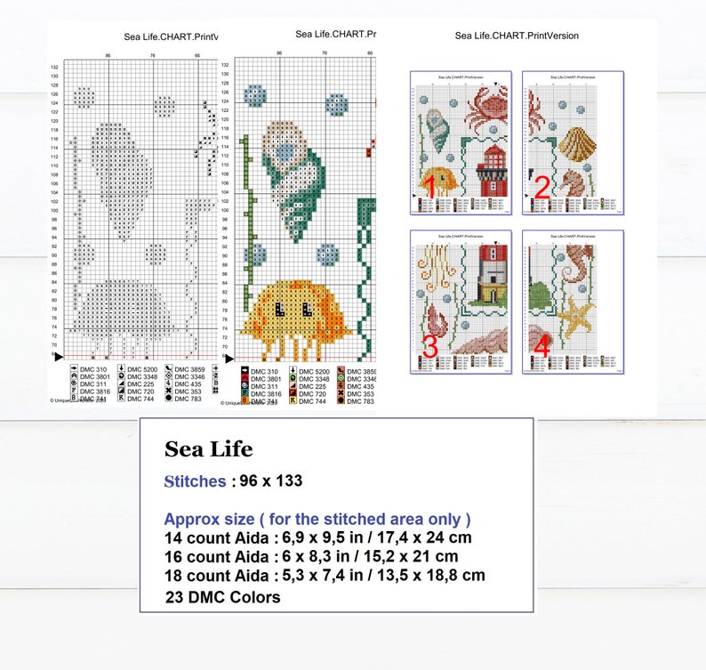 Sea Life Cross Stitch Digital Pattern / Under The Sea | Etsy